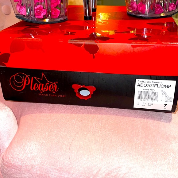 Pleaser | Shoes | Brand New Pleasers Pink Flower Strapless Platforms ...